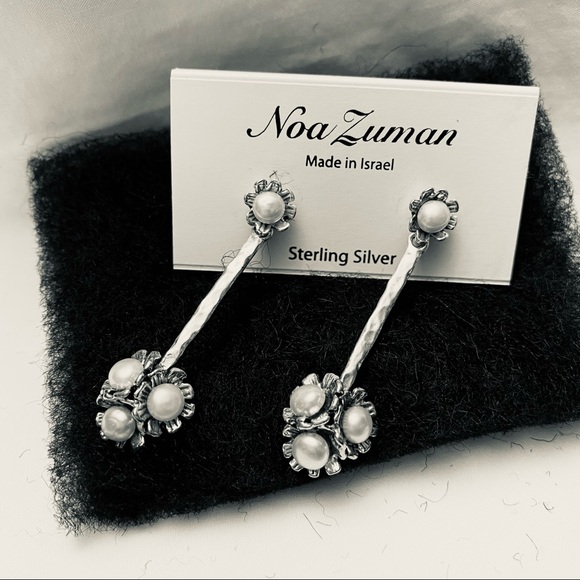 Zuman | Jewelry | Noa Zuman Sterling Silver Flower Pearl Earrings ...